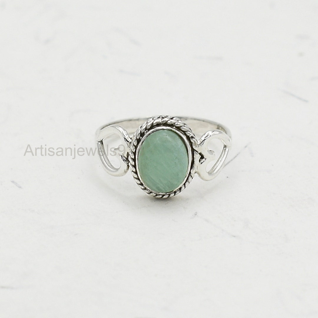 Natural Amazonite Ring, 925 Sterling Silver, Amazonite 7x9 Mm Oval ...