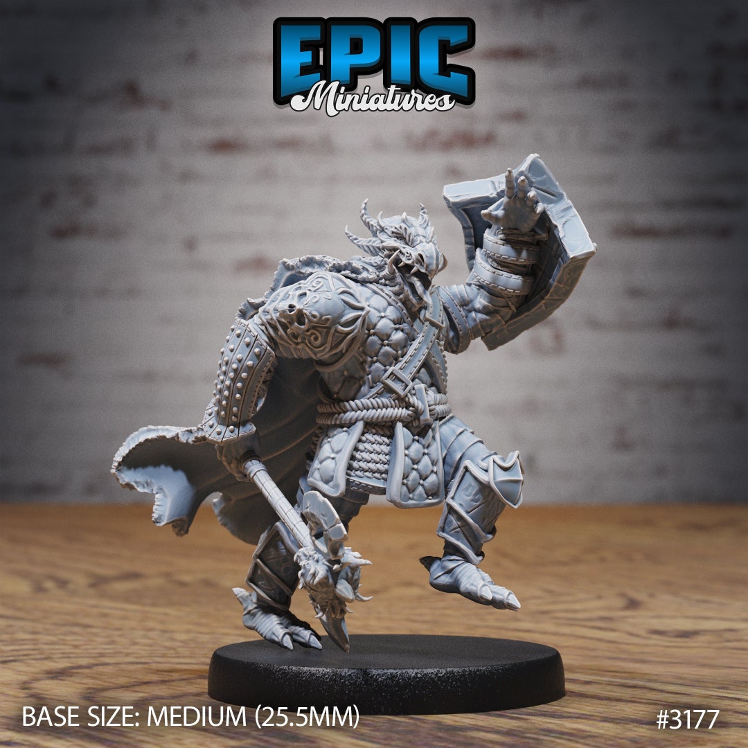 Fighting Dragonborn Warrior Miniature | Half Dragon Fighter Figure ...