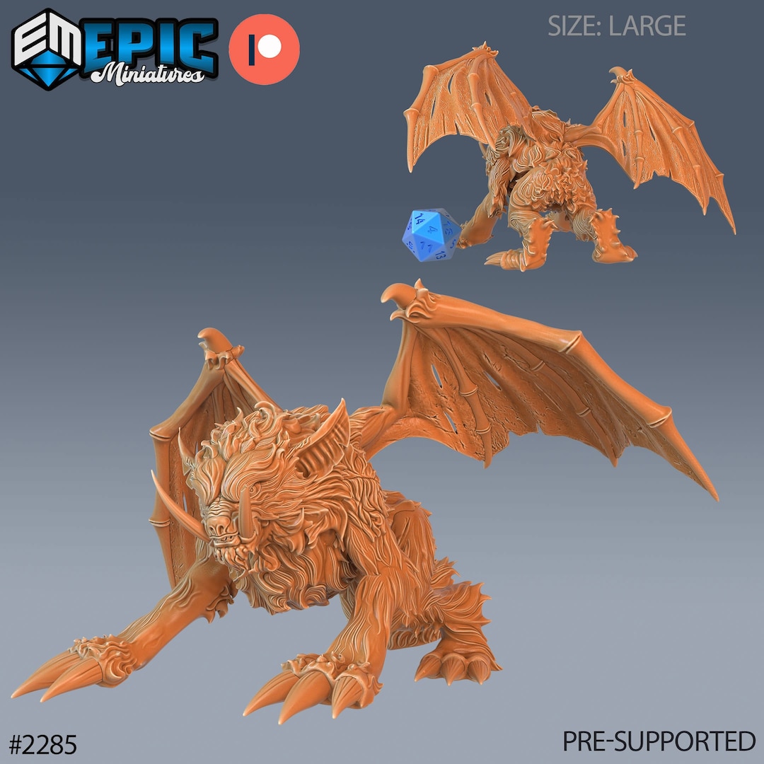 Giant Bat Miniature Direbat Miniature for D&D 5e, Pathfinder and Other ...