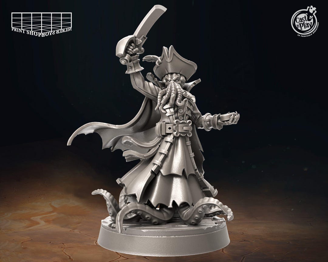 Kraken Captain Miniature | Pirate Octopus Leader Miniature | Wild Sea ...