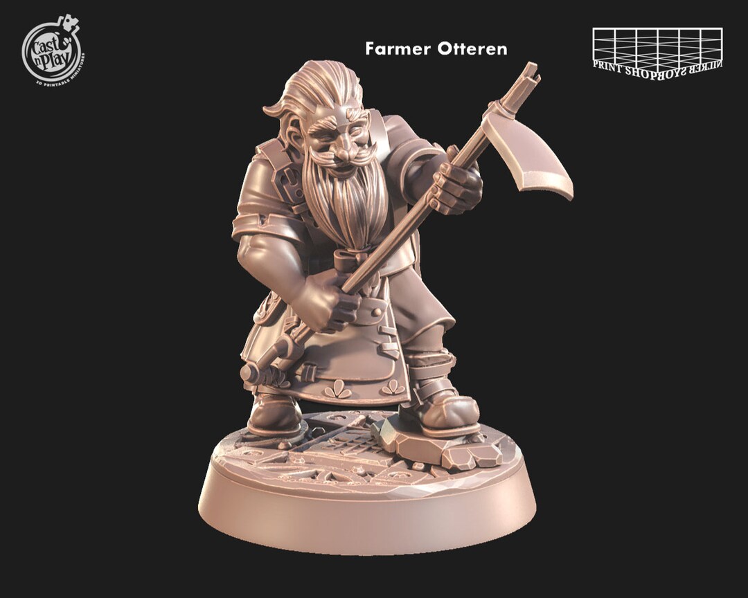 Dwarf Field Worker With Hoe Miniature Dwarven Brewcrop Farmers Family ...