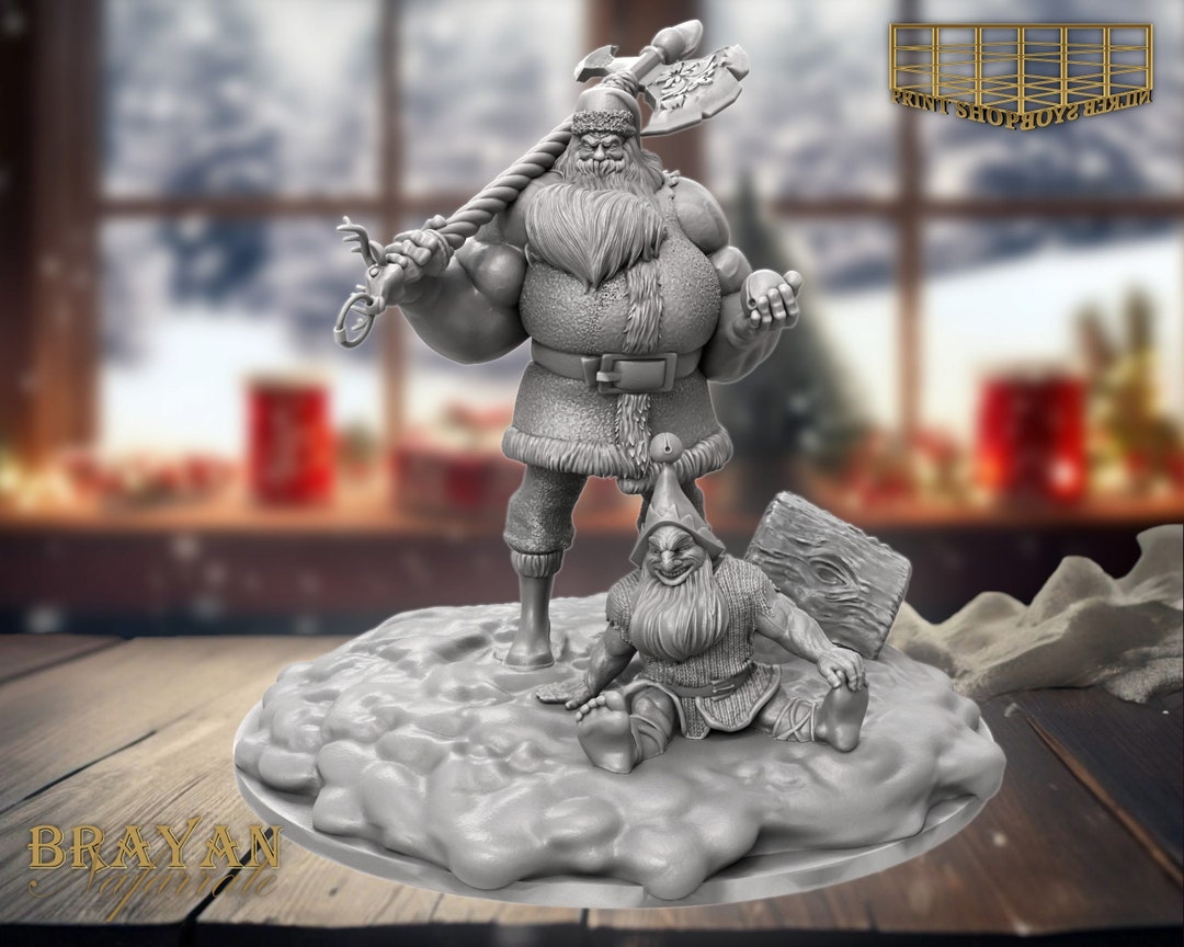 Santa Claus and Elf Miniature | XMAS Santa Claus Barbarian | for D&D 5e ...