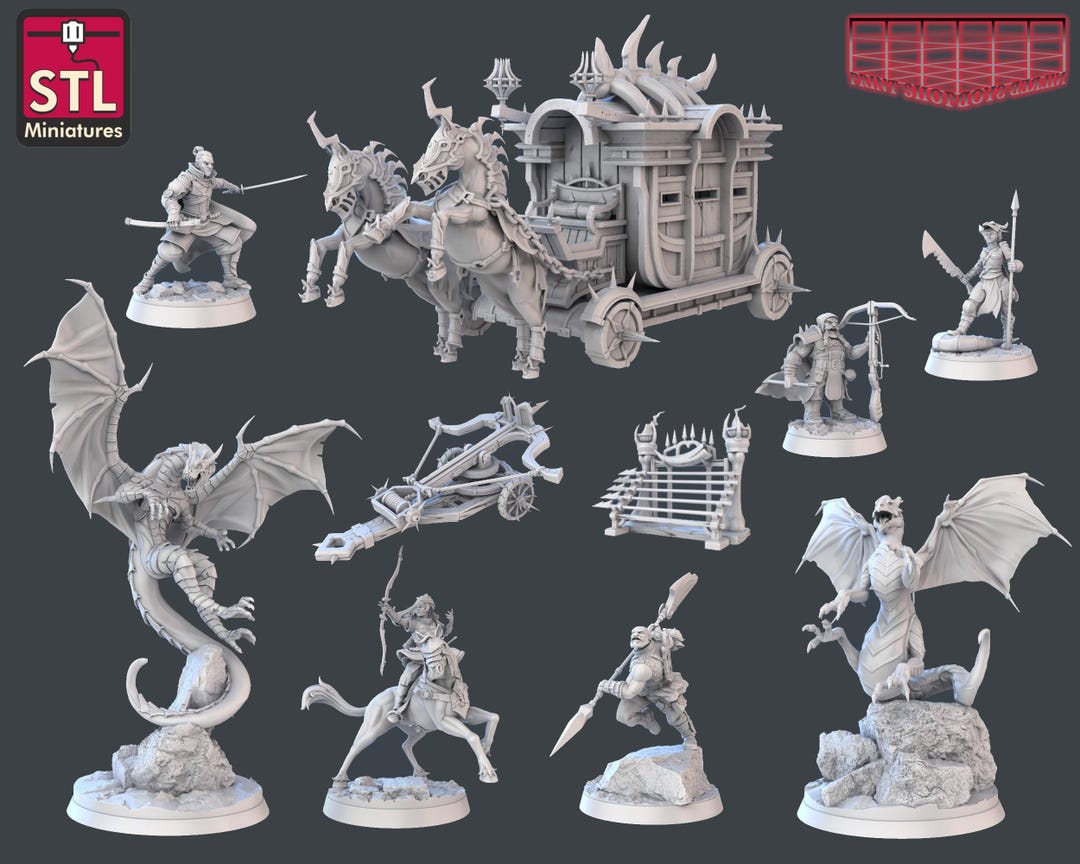 Dragon Catcher Miniature Set Dragon Hunters Figure Pack Scatter Terrain ...