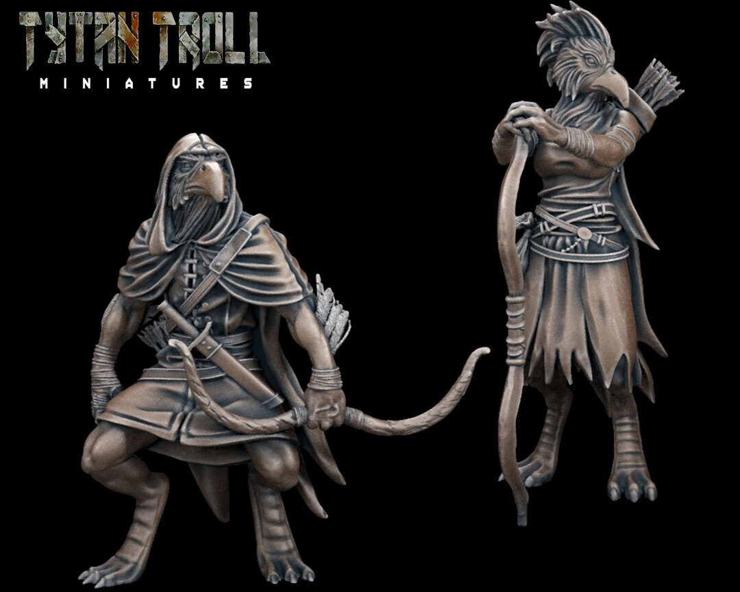 Birdfolk Ranger Miniature Set Raven Folk Ranger Miniature Pack for D&D ...