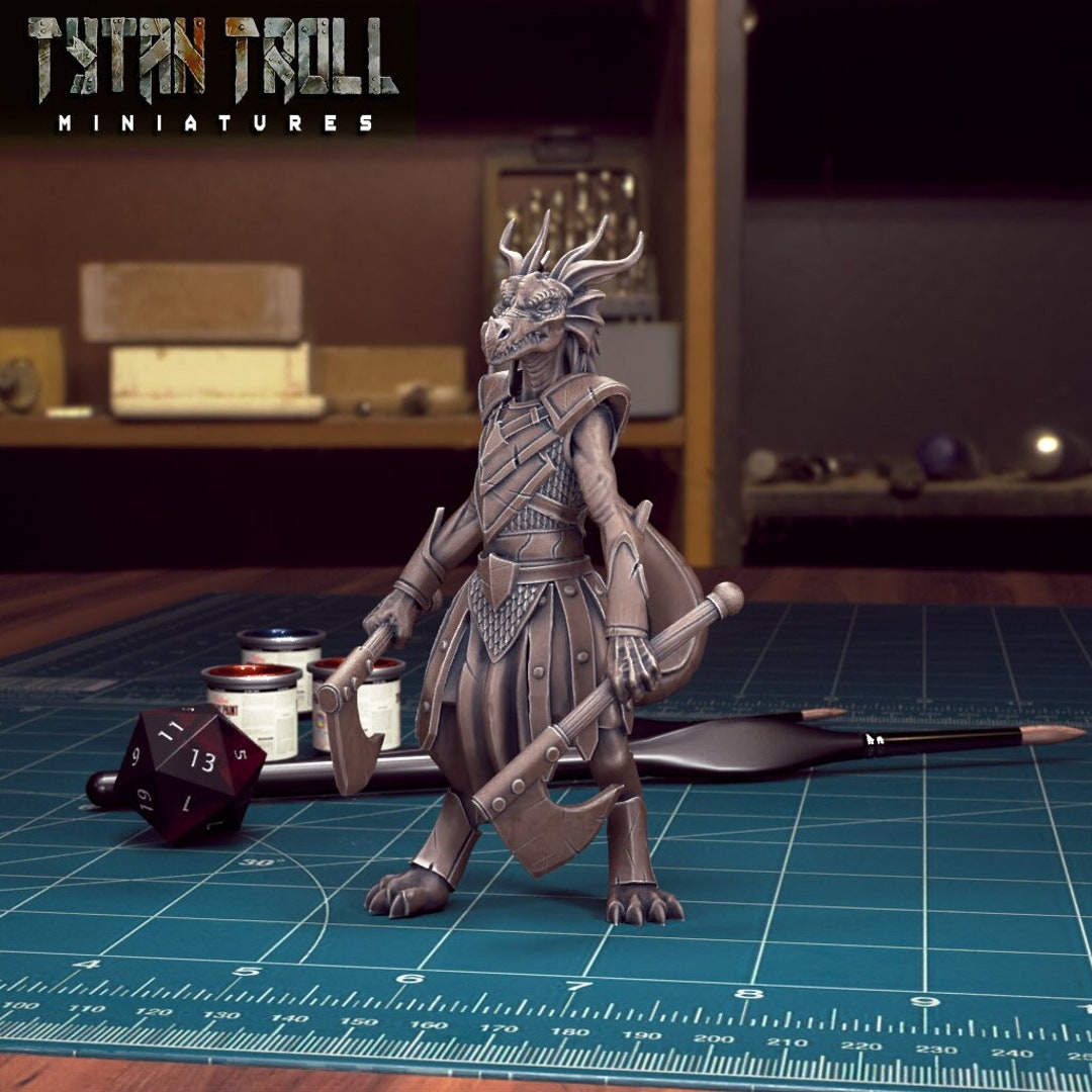 Half Dragon Barbarian Miniature Female Dragonborn Barbarian Miniature ...