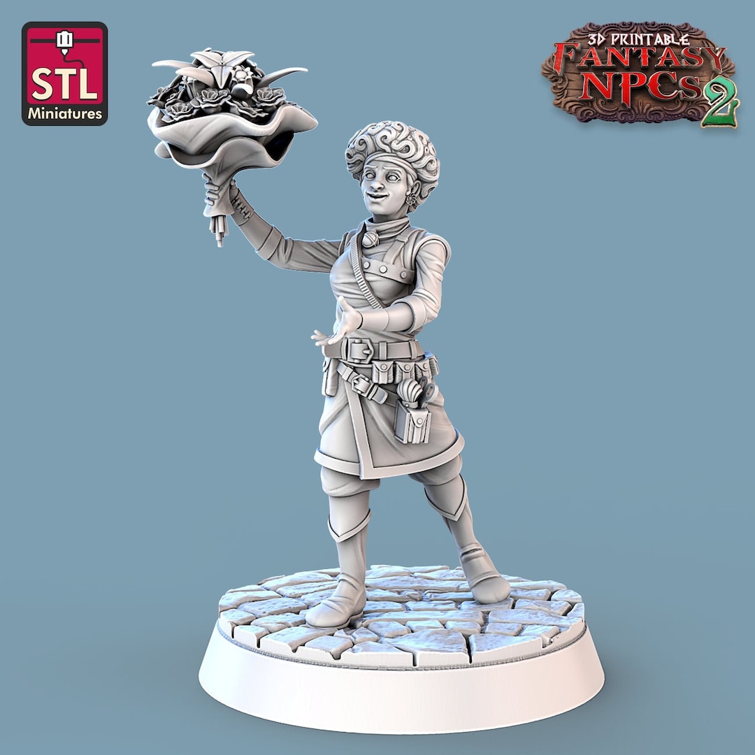 Flower Seller Miniature Female Florist With Bouquet Figure Townsfolk ...