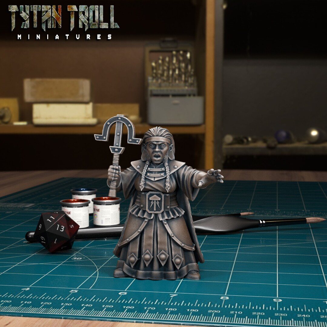 Dwarf Priestess Miniature Female Dwarf Cleric Figure for D&D 5e ...