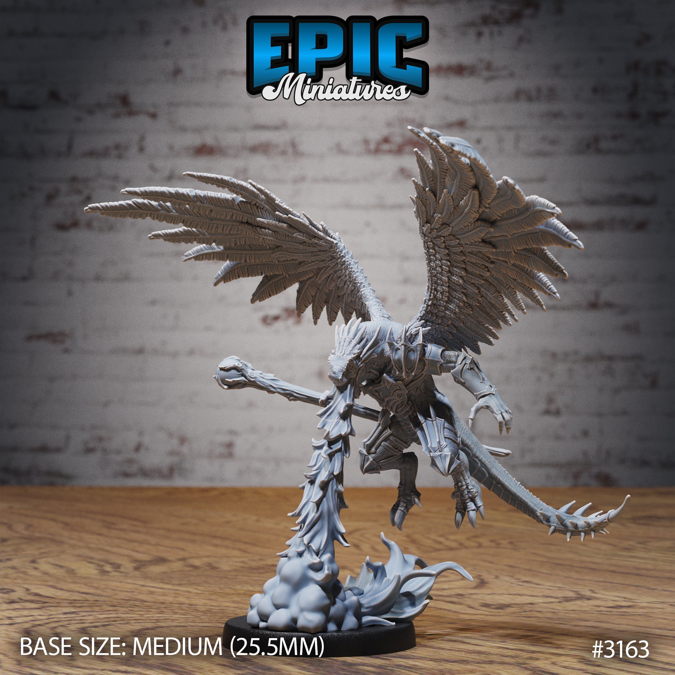 Half Dragon Mage Fire Breath Miniature | Flying Dragonborn Warrior ...