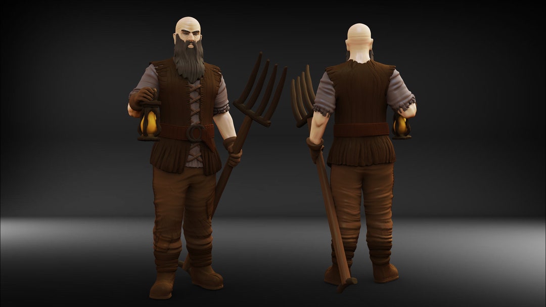 Farmer, Stable Boy, Donkey and Hay Bale Miniature Farmer, Stable Boy ...