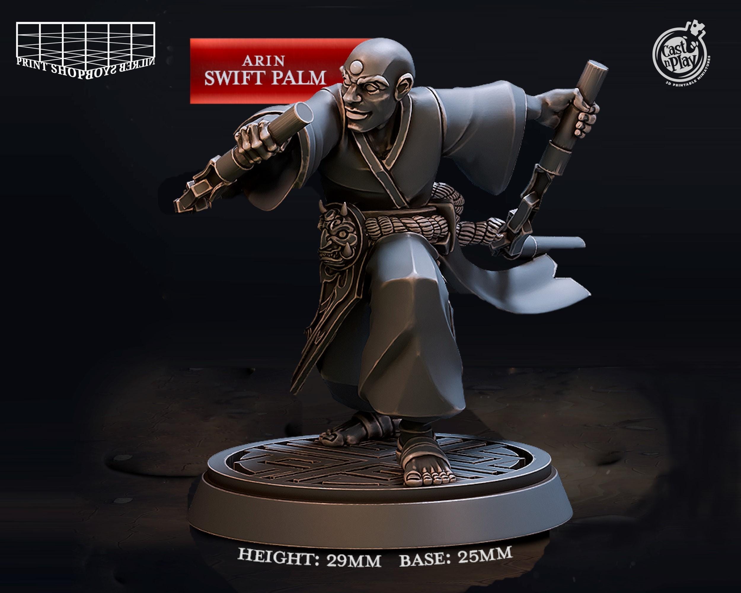 Tiefling Kensei Monk Miniature | Demonic Sword Fighting Monk Figure ...