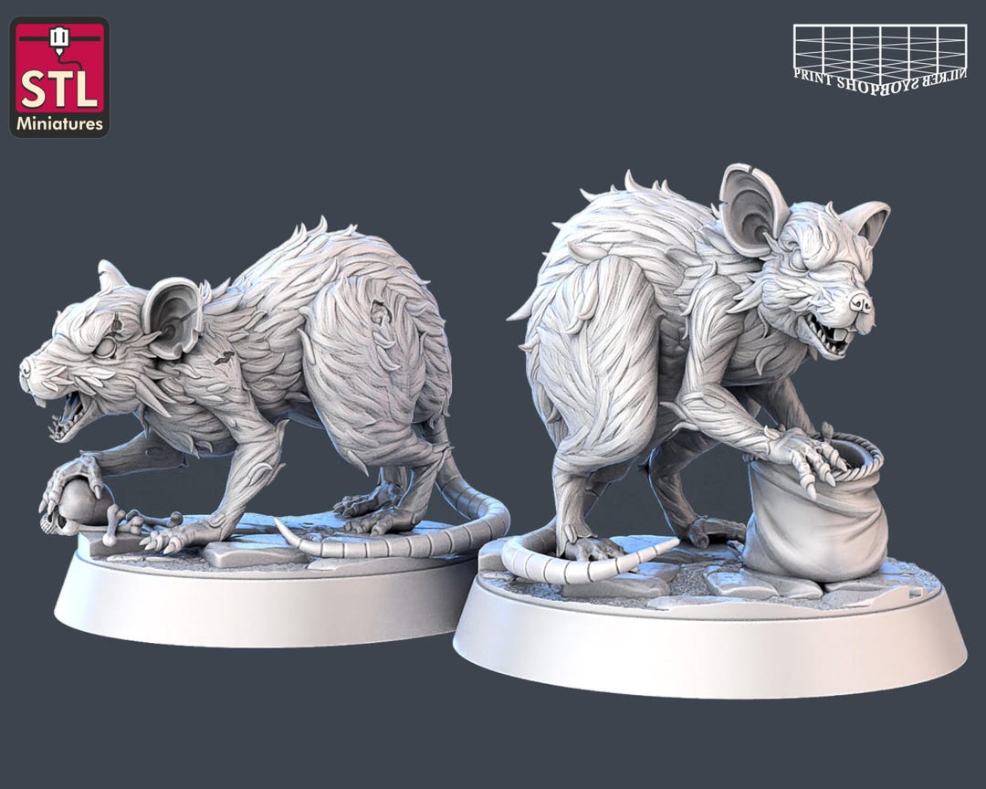 Disgusting Giant Rats Miniature Set Dire Rats Figure Pack Underground ...