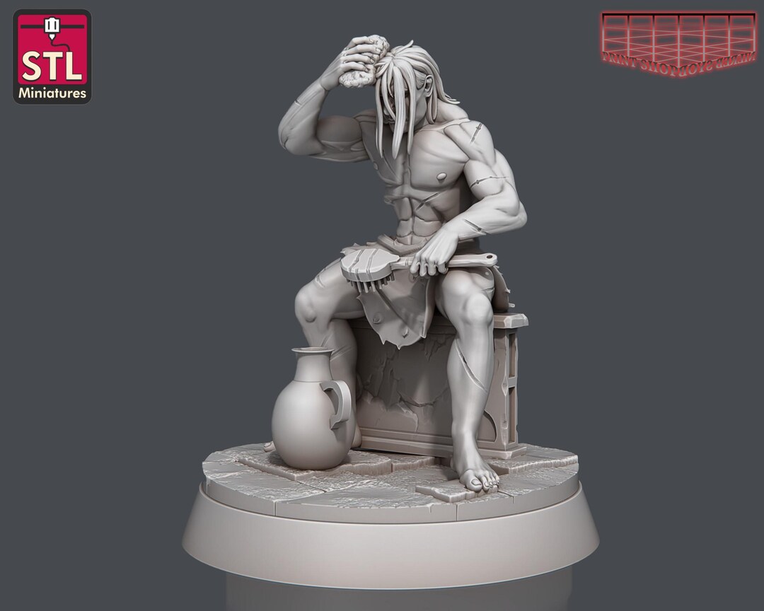 Exhausted Warrior Warren Miniature Human Bath House Encounter NPC ...