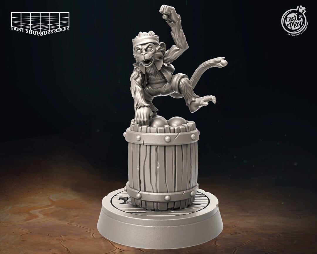 Cannon Monkey Miniature | Pirate Monkey Companion Miniature | Wild Sea ...