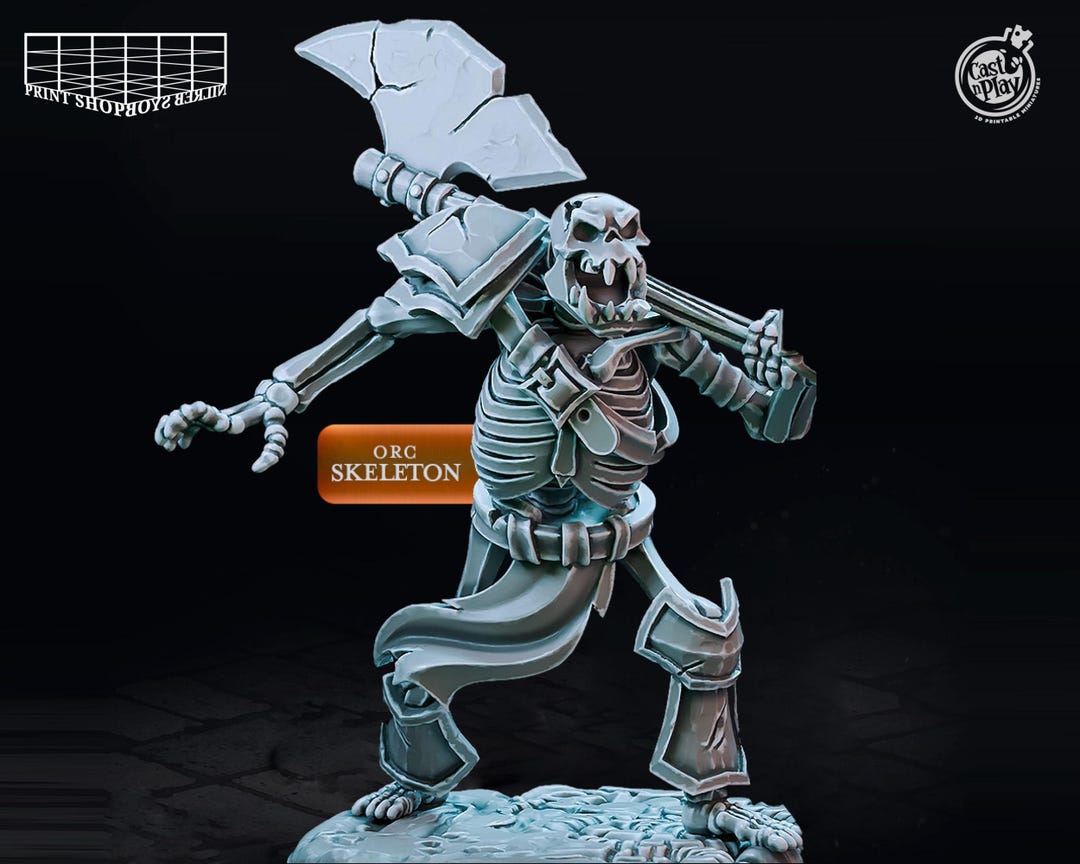 Orc Skeleton With Ax Miniature Skull Rebellion Figure Horror Halloween ...