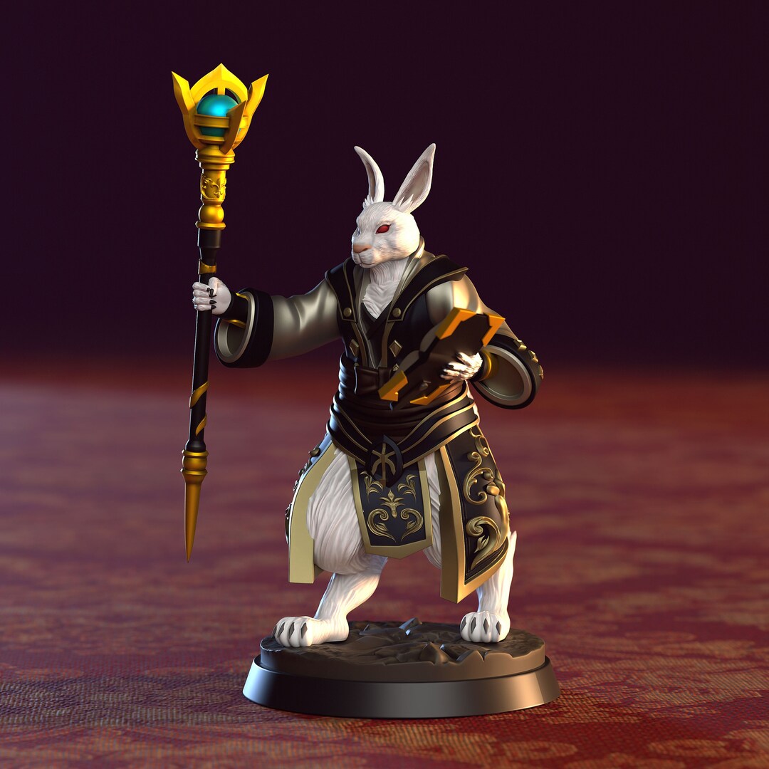 Rabbit Folk Wizard Miniature | Rabbit Folk Wizard Miniature | for D&D ...