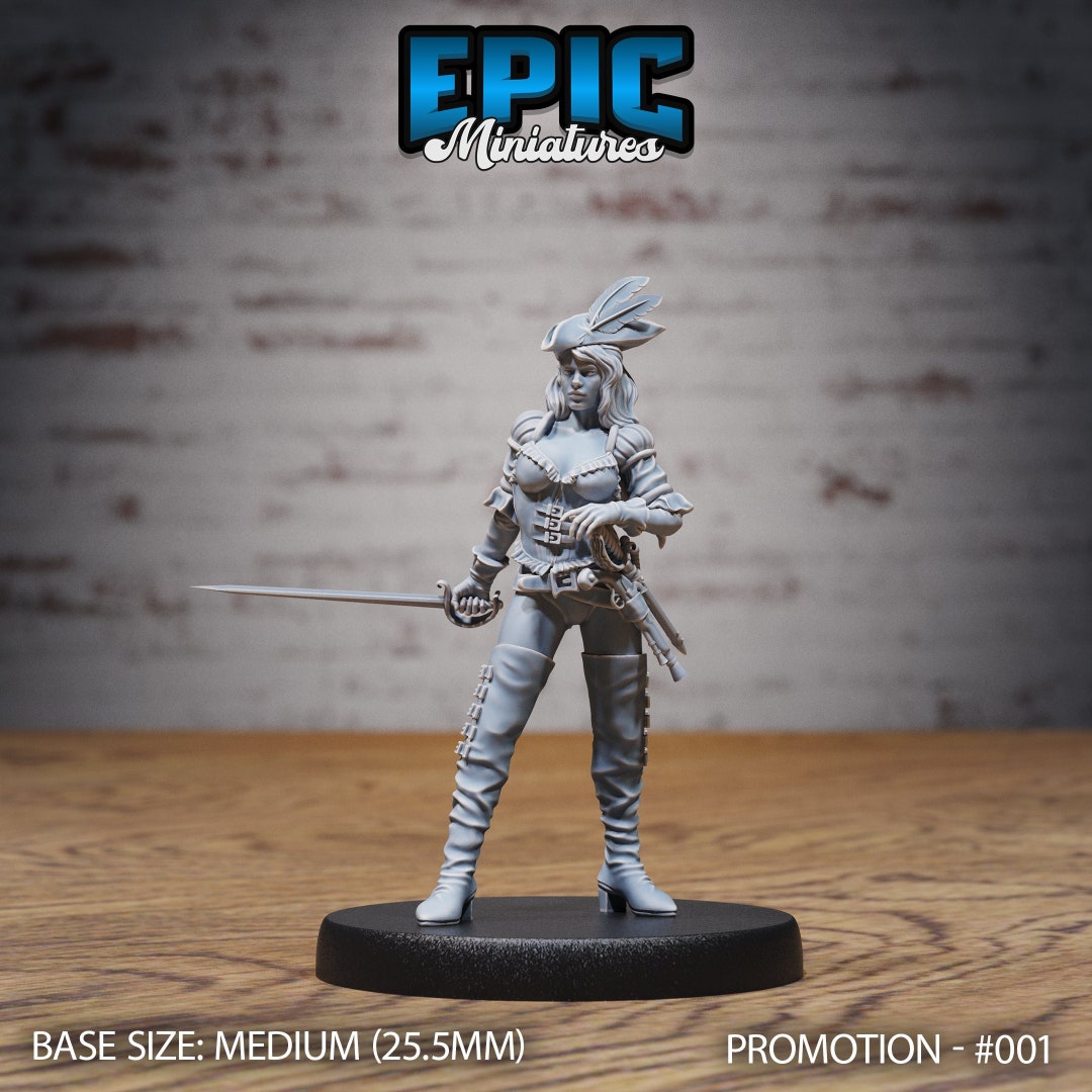 Buccaneer Miniature Female Pirate Pirate Crew for D&D 5e, Pathfinder ...