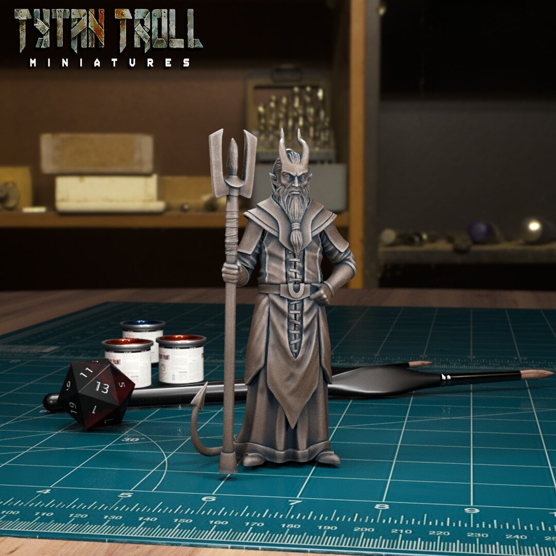 Devilish Wizard Miniature Tiefling Wizard Figure for D&D 5e, Pathfinder ...