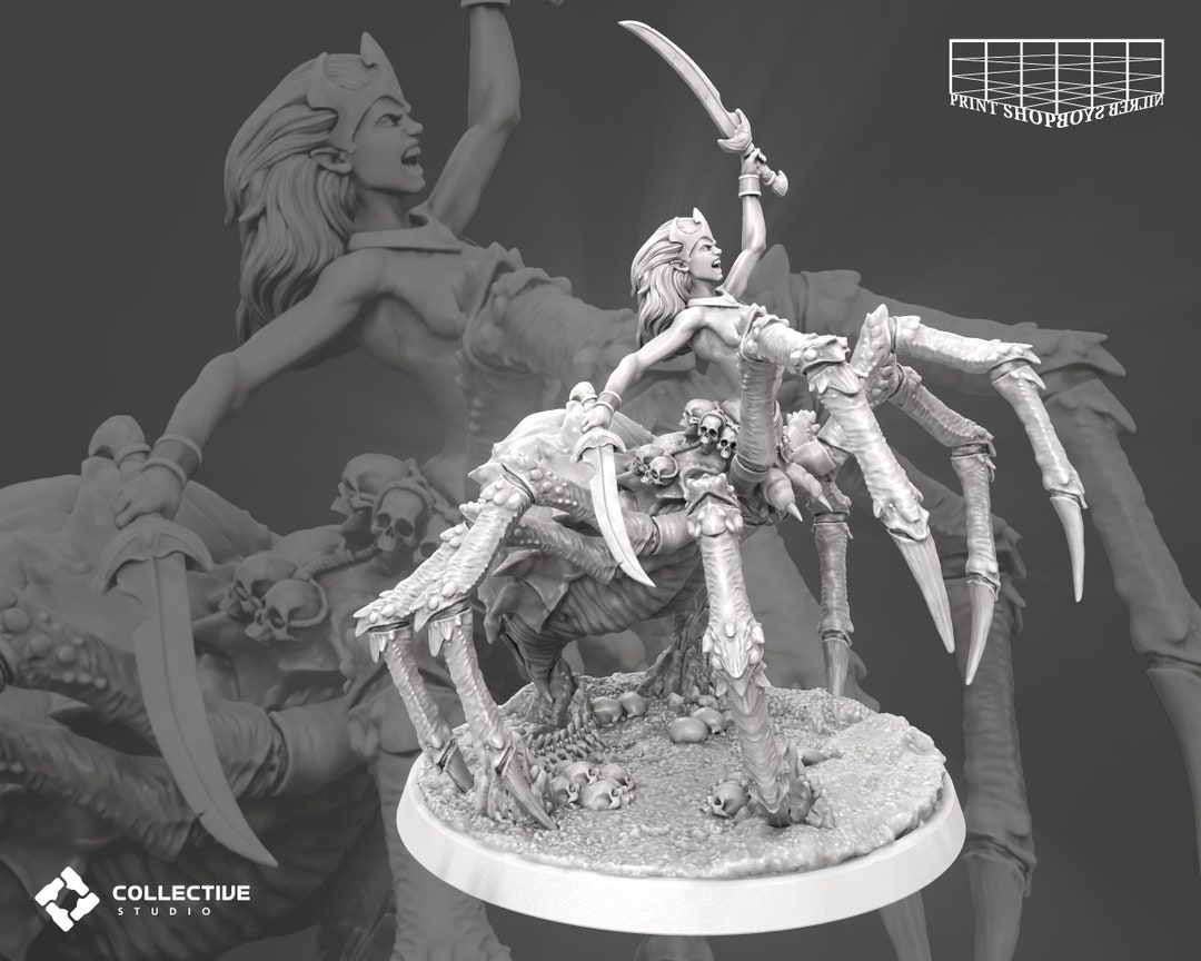 Attacking Drinne Miniature Drider Fighter Figure Monster Underground Encounter for D&D 5e ...