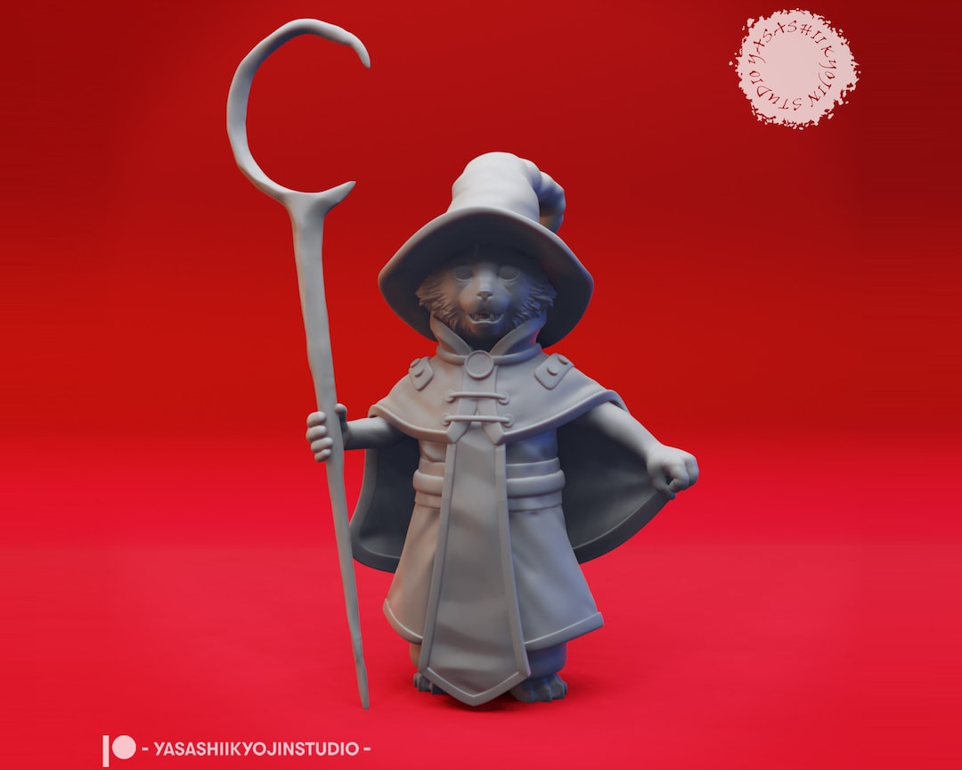 Catfolk Mage Miniature Cat Folk Sorcerer Miniature Heroic Characters ...