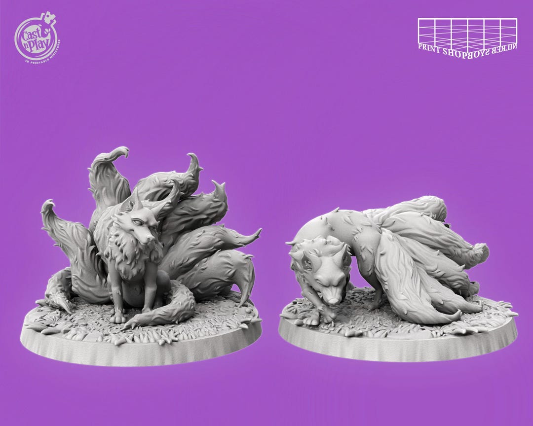 Nine-tailed Fox Miniature Set | Wild Kitsune Figure Pack | Magical ...