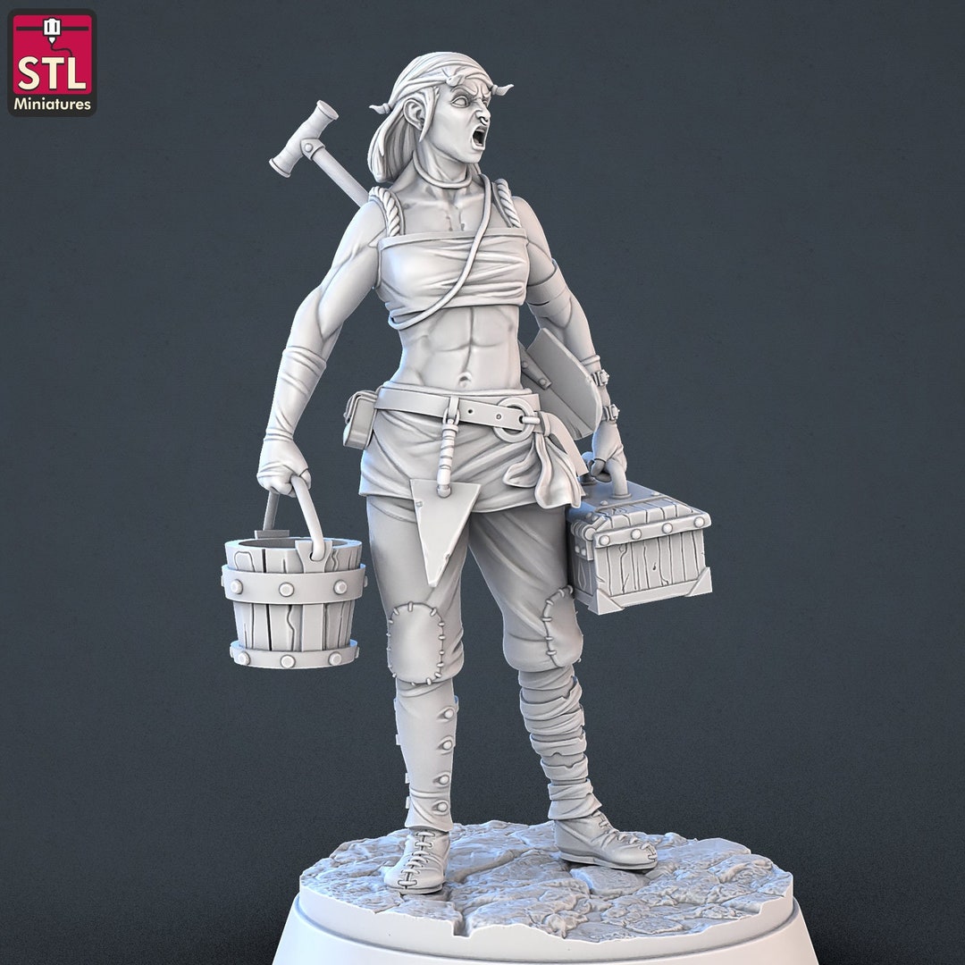 Worker Miniature Female Human Worker Miniature Townsfolk NPC 32mm for ...