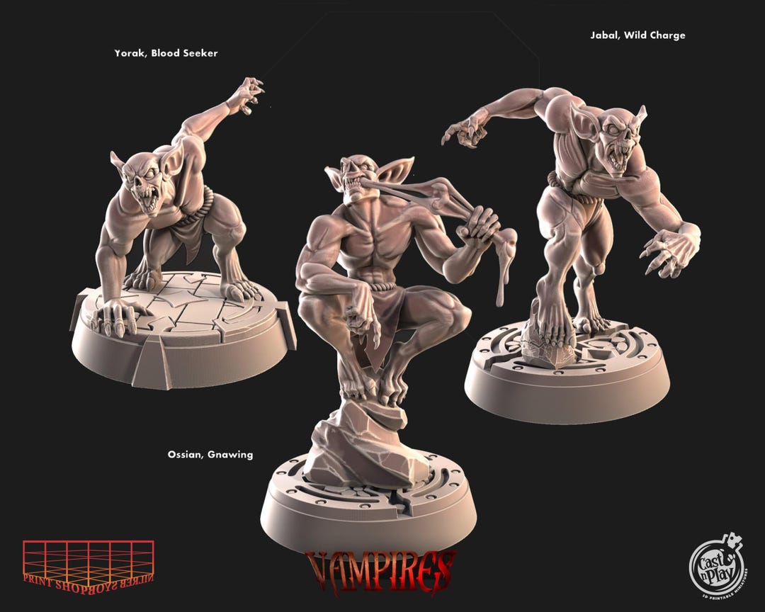 Ghoul Beast Miniature Set | Vampire Spawn Bone Gnawers Figure Pack ...