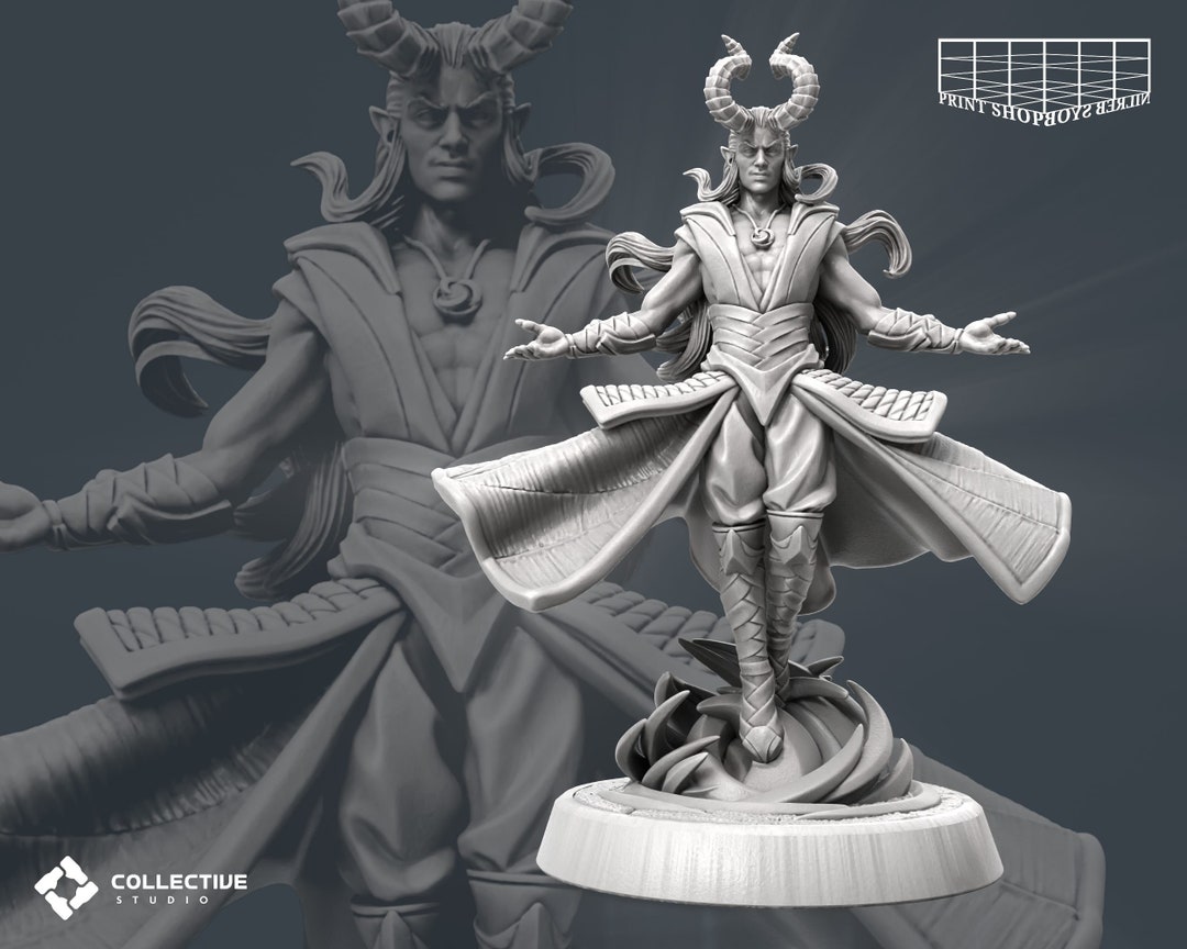 Tiefling Mage Miniature | Demonic Warlock Miniature | Heroic Character ...