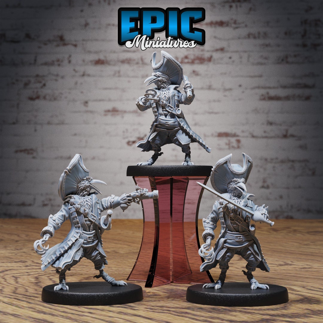 Bird Folk Pirate Miniature Set Crow Sea Adventurer Pack for D&D 5e ...