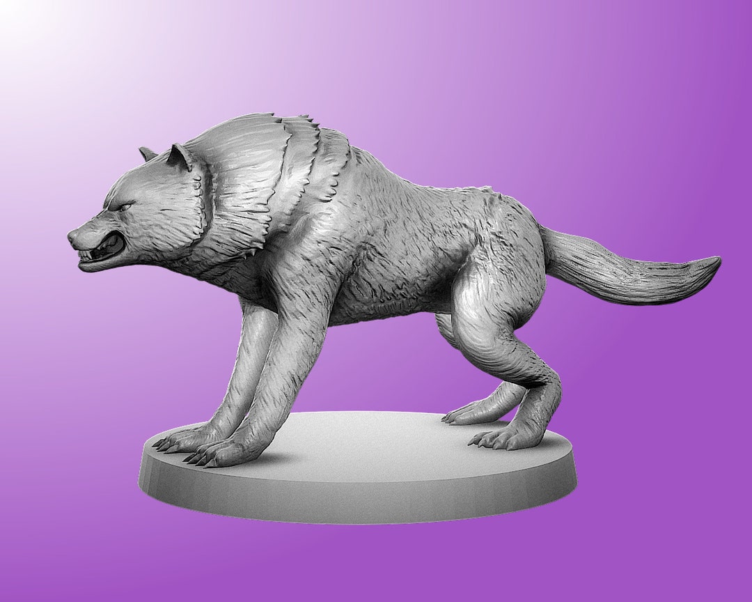Snarling Wolf Miniature Angry Wolf Miniature for D&D 5e, Pathfinder and ...
