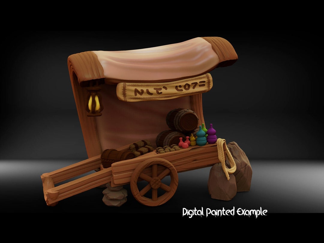 Trading Wagon Miniature Caravan Miniature Terrain Tabletop Rpgs Like D ...