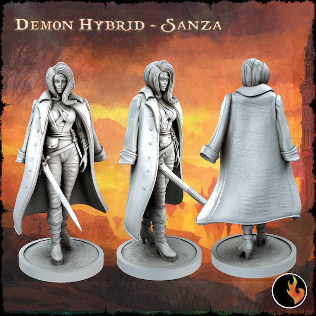 Demon Hunter Miniature Demon Hybrid Miniature for D&D 5e, Pathfinder ...
