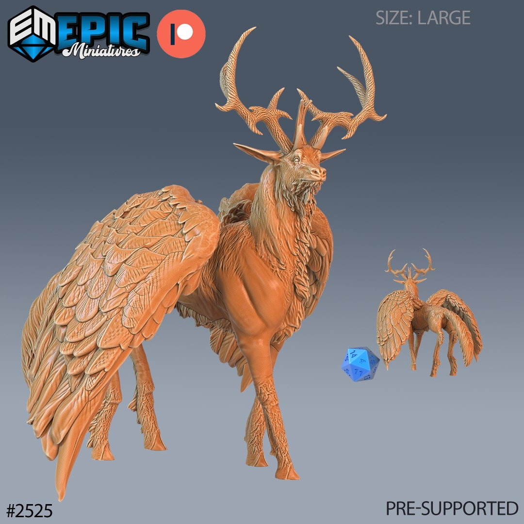 Deer of Heaven Miniature Winged Deer Miniature for D&D 5e, Pathfinder ...
