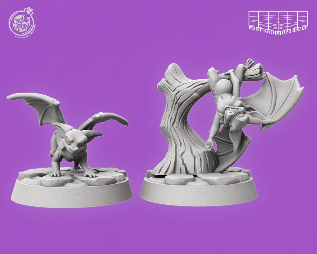 Bat Miniature Set | Bare Wyngling Figure Pack | 2 Poses | Mountain Fey ...