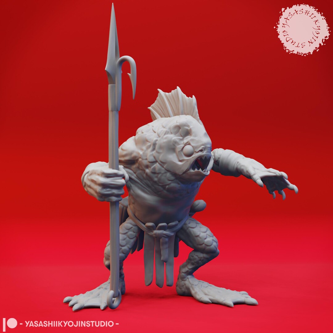 Fish-like Overseer Miniature | Fish Aberration With Spear Miniature ...