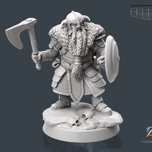 Dwarf Fighter With Ax and Shield Miniature Dwarven Fighter Miniature ...