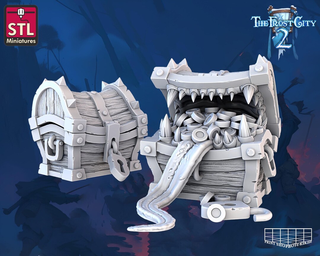 Treasure Chest Mimic Miniature Set | Living Chest Figure | Tabletop ...