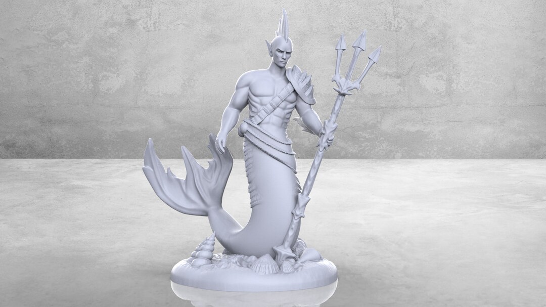 Merfolk Hunter Miniature Merfolk Hunter Miniature Tabletop Rpgs Like D ...