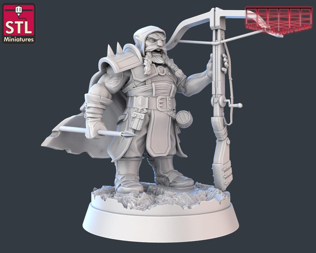 Ranger Dwarf With Crossbow Miniature | Muscular Dwarf Ranger Figure ...