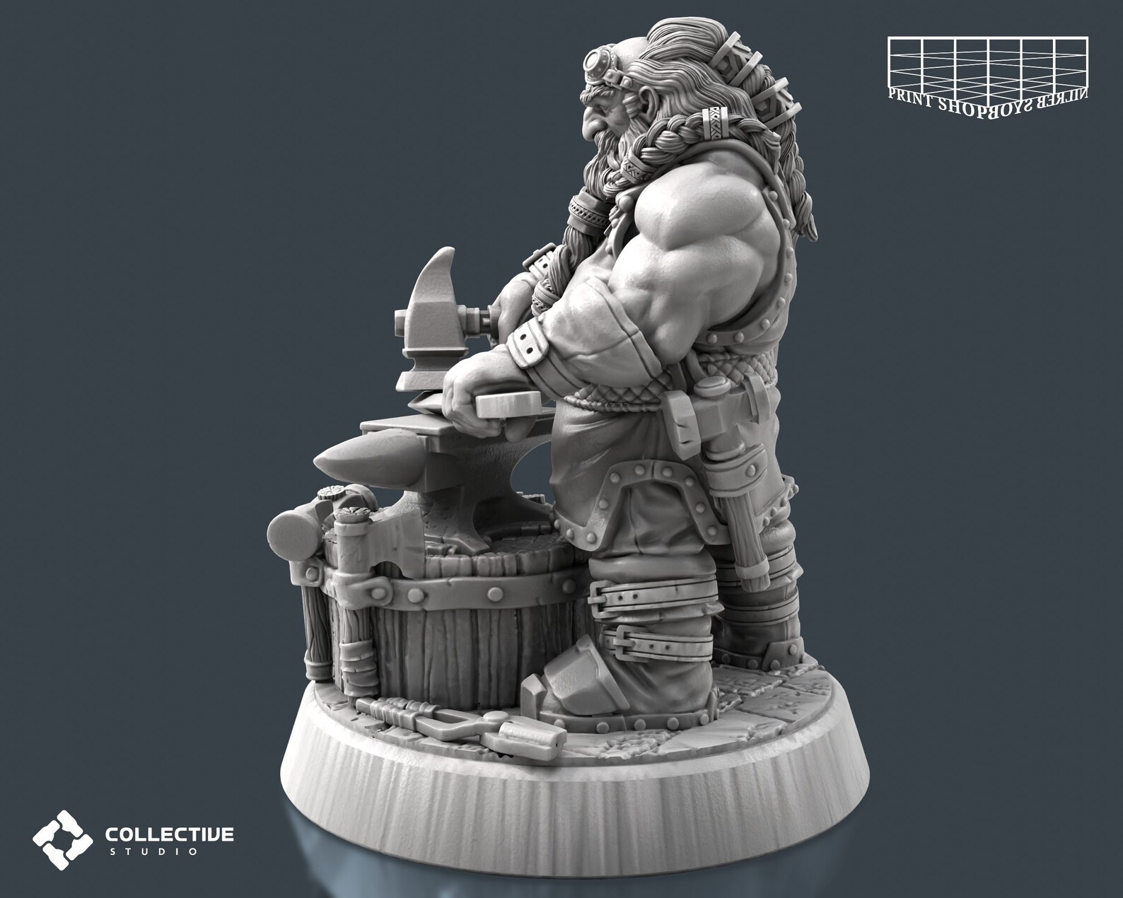 Dwarf Weaponsmith Miniature | Dwarven Blacksmith Figure | Townsfolk ...