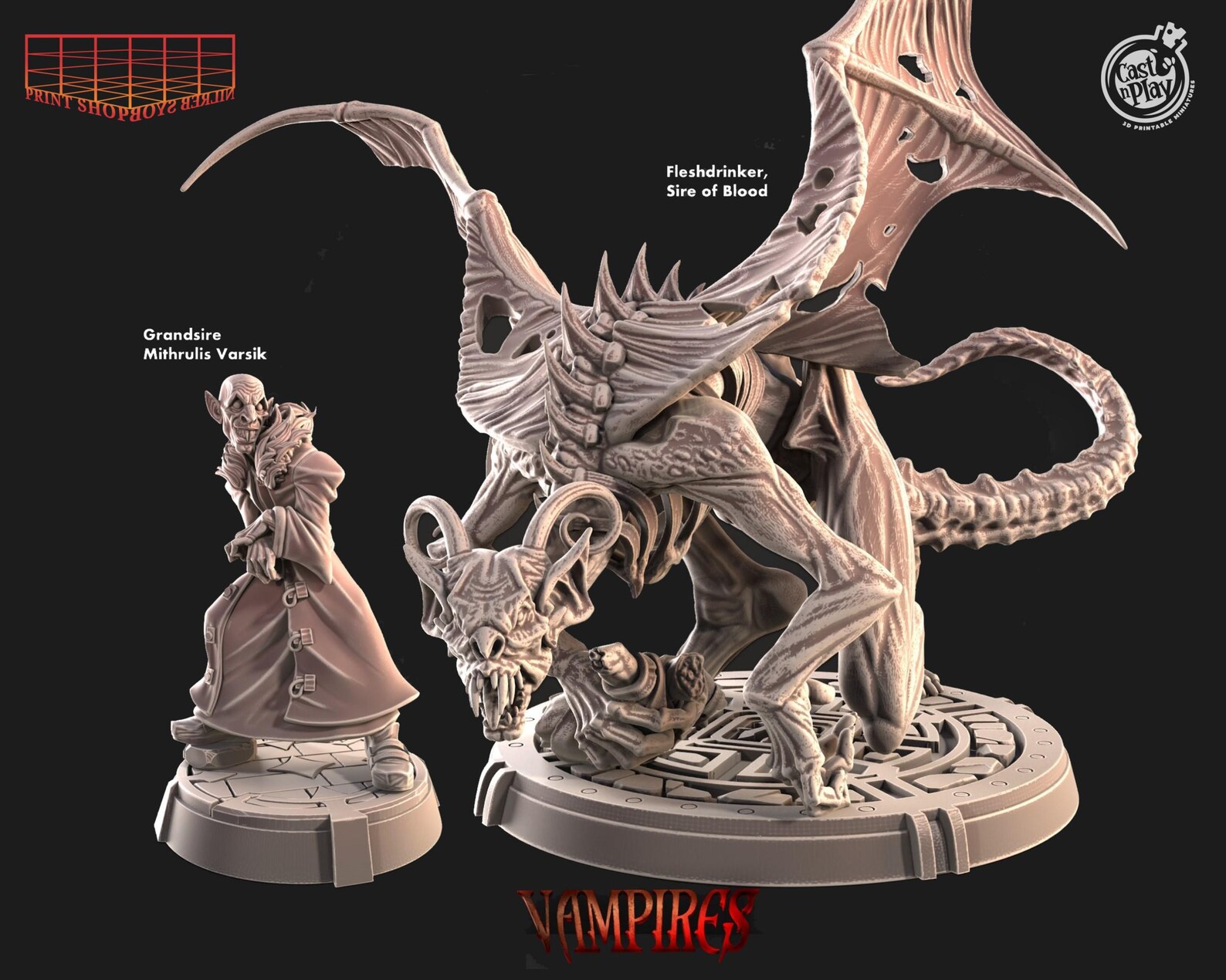 Undead Demon Dragon Miniature | Old Dragon Vampire Companion Figure ...
