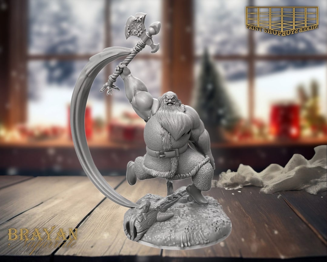Santa Claus Barbarian Miniature | XMAS Santa Claus Fighter | for D&D 5e ...