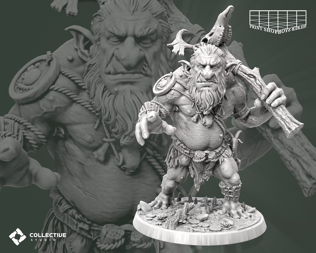 Forest Troll With Club Miniature Marsh Ogre Figure Monsters Jungle ...