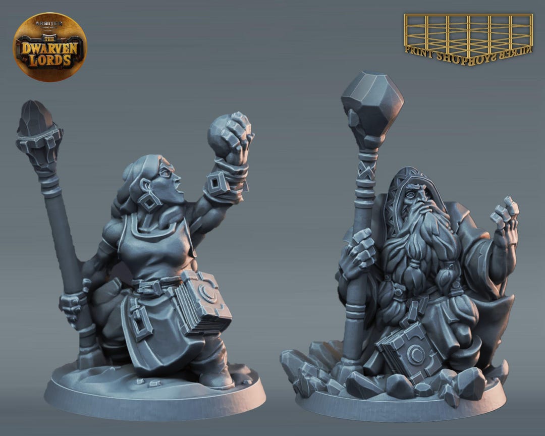 Dwarven Mages Miniature Set | Arcane Dwarves Figure Pack | Heroic ...