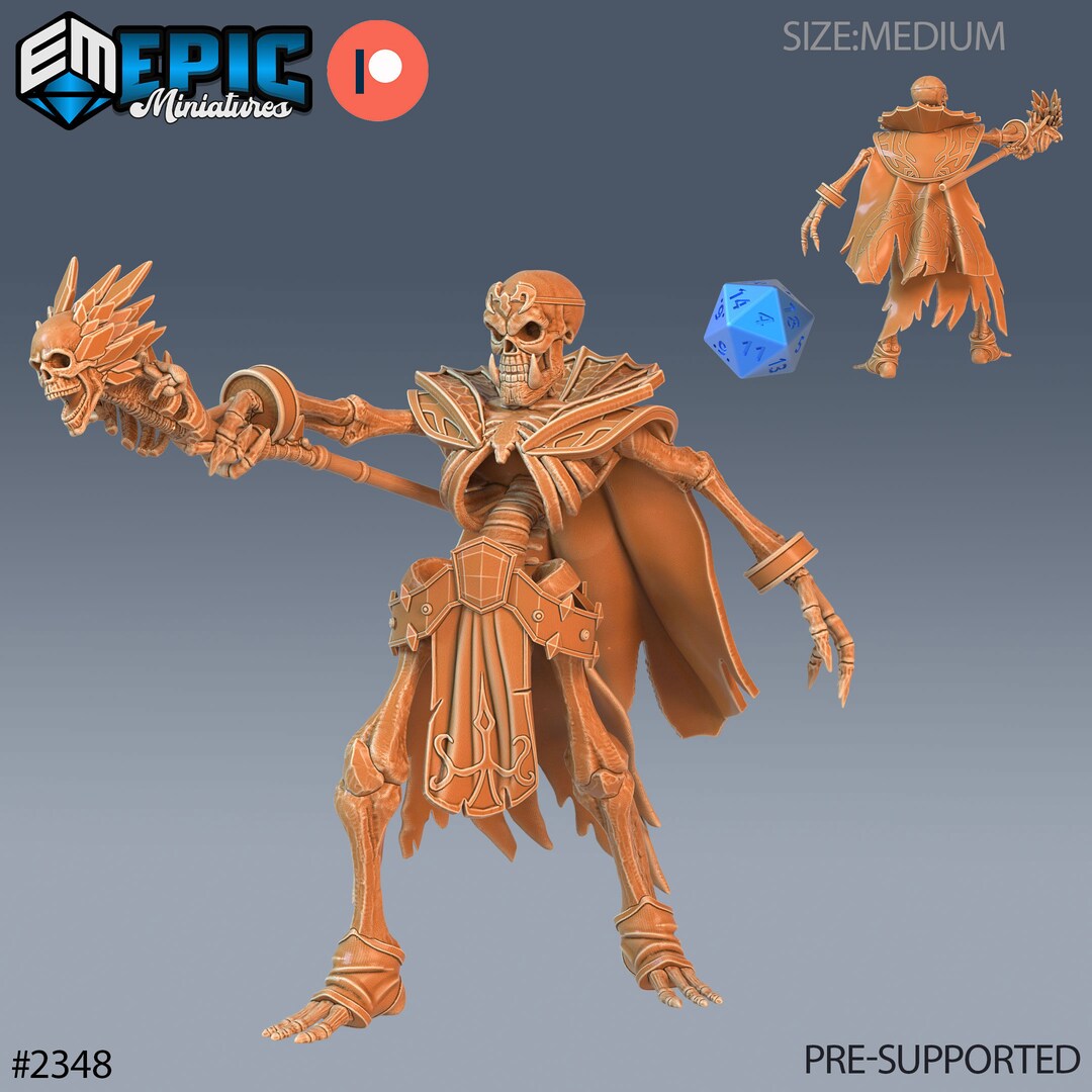 Skeleton Wizard Miniature Skeleton Sorcerer Miniature for D&D 5e ...