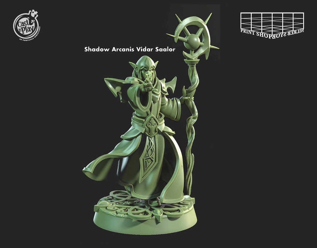 Dark Elf Warlock Miniature Elven Cultist Mage Figure 3 Poses Boss ...