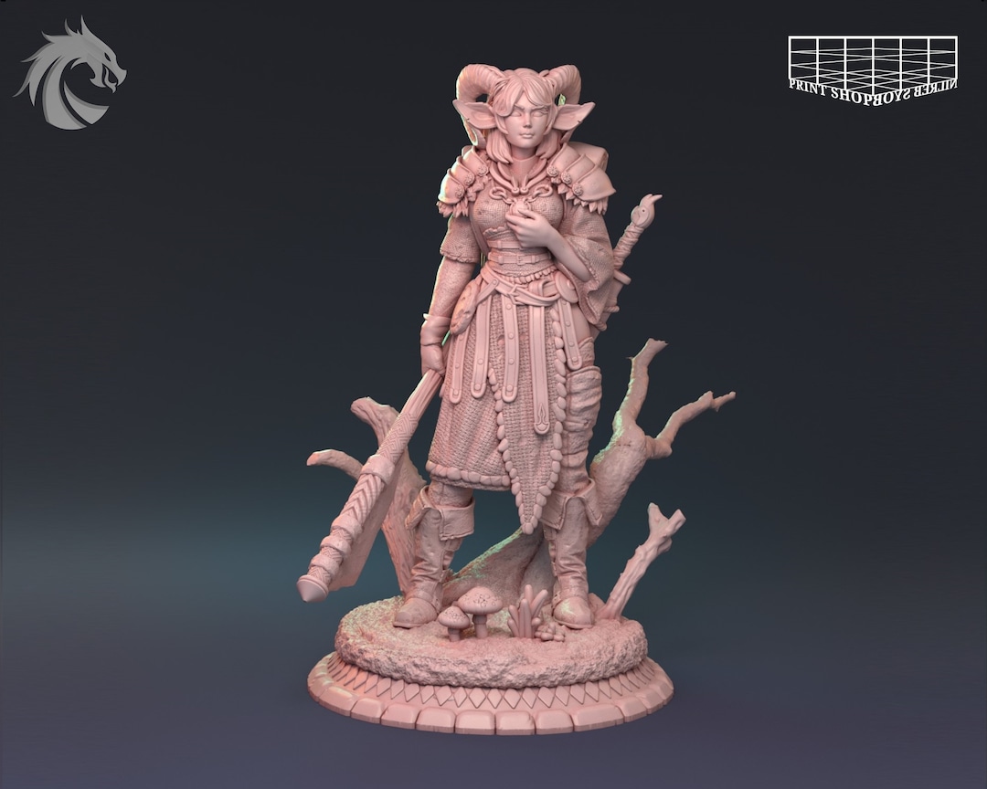 Faun Fighter Miniature Female Satyr Druid Figure for D&D 5e, Pathfinder ...