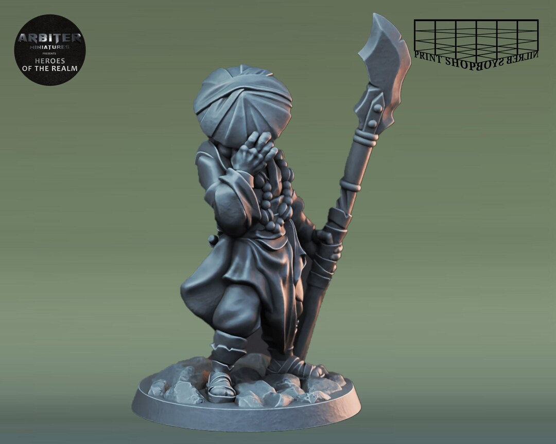 Skilled Monk Miniature | Kensei Monk Naginata Figure | Heroic Character ...