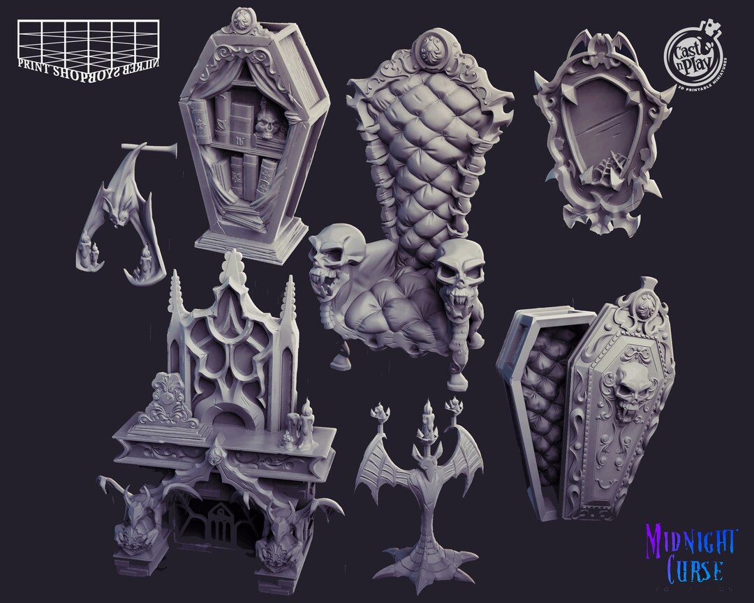 Skull Castle Inventory Miniature Set | Scary Castle Terrain Figure Pack ...