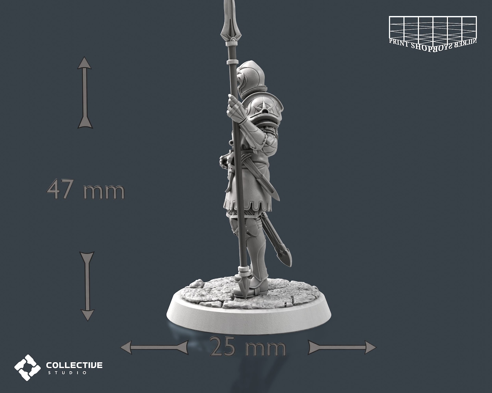 City Security Guard Miniature | Spear Guard Helmet Figure | Townsfolk ...