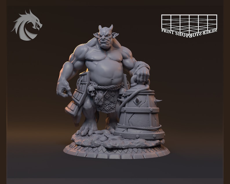 Japanese Troll Barbarian Miniature | Oni Minion Miniature | for D&D 5e ...